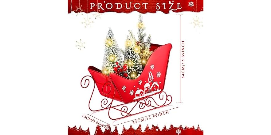 Christmas Large Metal Sleigh Decoration