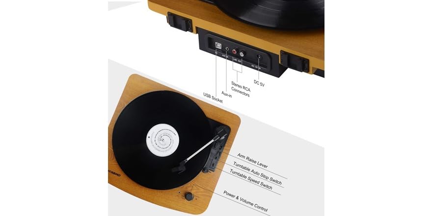 Musitrend Record Player 3-Speed Turntable