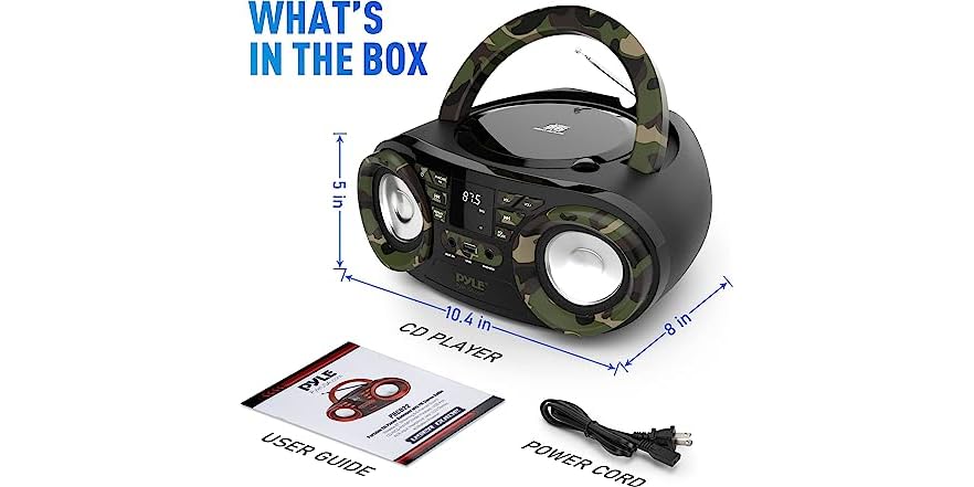 Pyle Portable CD Player Bluetooth Boombox Speaker & Radio