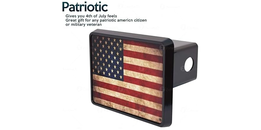 Zone Tech GA0083 SA American Flag Logo Hitch Cover Flag