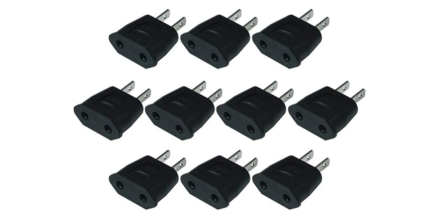 Europe to USA Wall Plug Adapter (10 Pack)