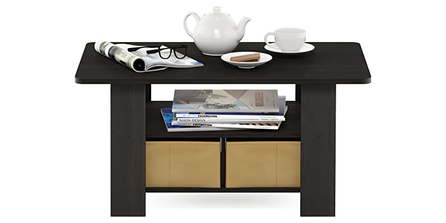 Furinno Coffee Table with Bins