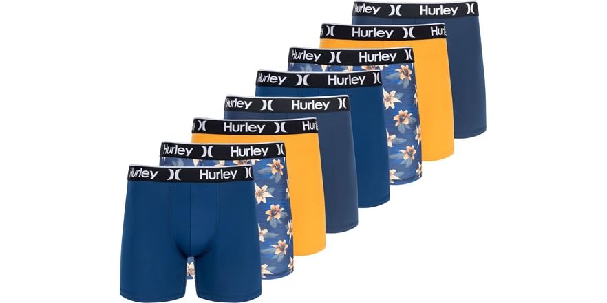 Hurley Men's 8 Pack Printed Boxer Briefs