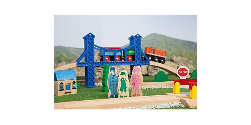 Orbrium Toys 52 Pcs Deluxe Wooden Train…