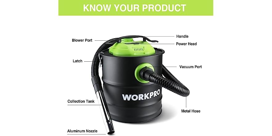 WORKPRO 5.2 Gallon Ash Vacuum