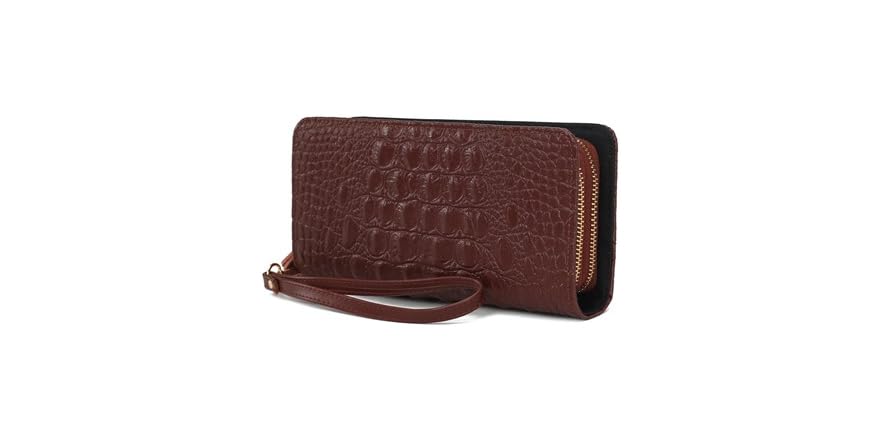 Eve Leather Crocodile Wristlet Wallet