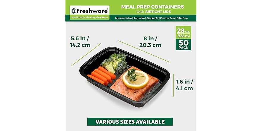 Freshware Meal Prep Containers [50 Pack]