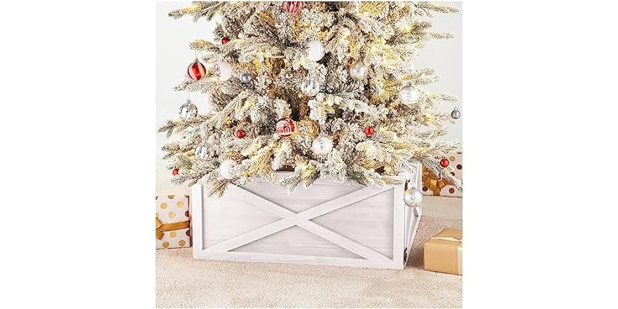 Glitzhome Washed White Tree Box, 22" L