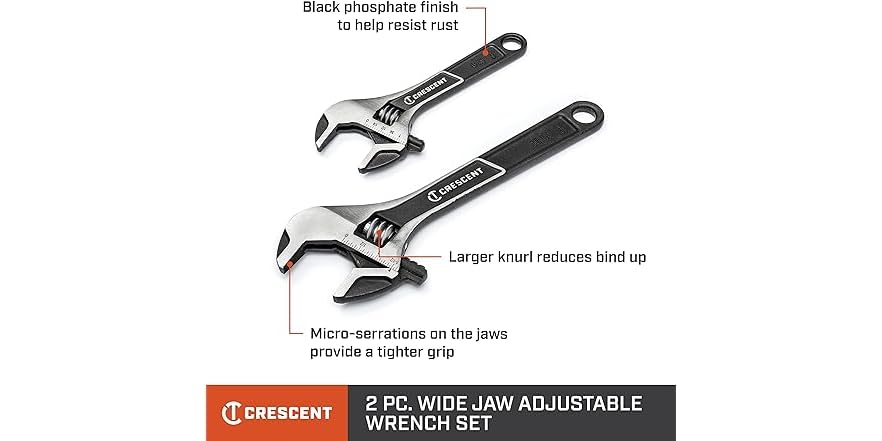Crescent 2pc Wide Jaw Adjustable Wrench Set 6&10"