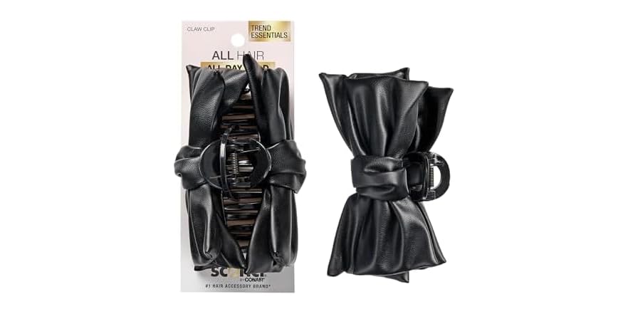 Scunci by Conair faux leather bow claw clip Black
