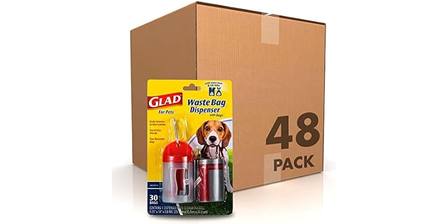(48 Pack) Glad for Pets Extra Large Unscented Dog Waste Bags with Dispenser