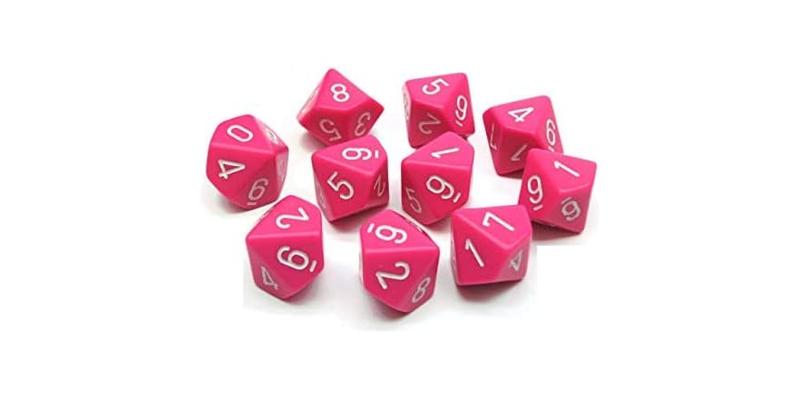 Pink/White D10 Dice Set