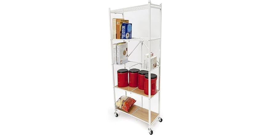 Origami 5-Shelf Slim Wire Shelves w/Wheels