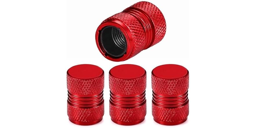 RAPZAP Red Tire Valve Stem Caps 4 Pack