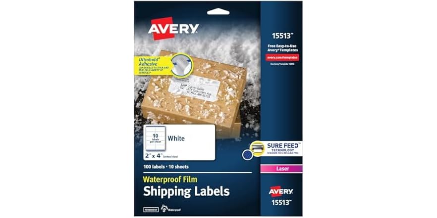 Avery Waterproof Printable Shipping Labels