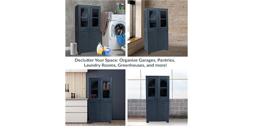 Sunnydaze Lockable Plexiglass Window Storage Cabinet, 49"