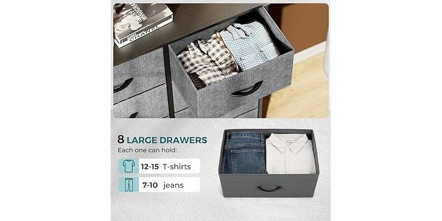 SMUG Fabric Drawers Dresser - 8 Drawers (Open Box)