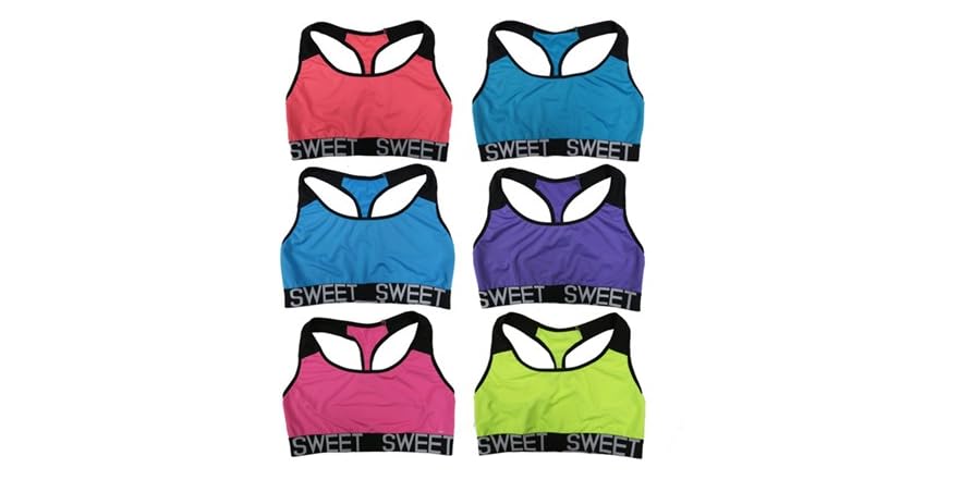 6Pk Neon Color Sports Bras