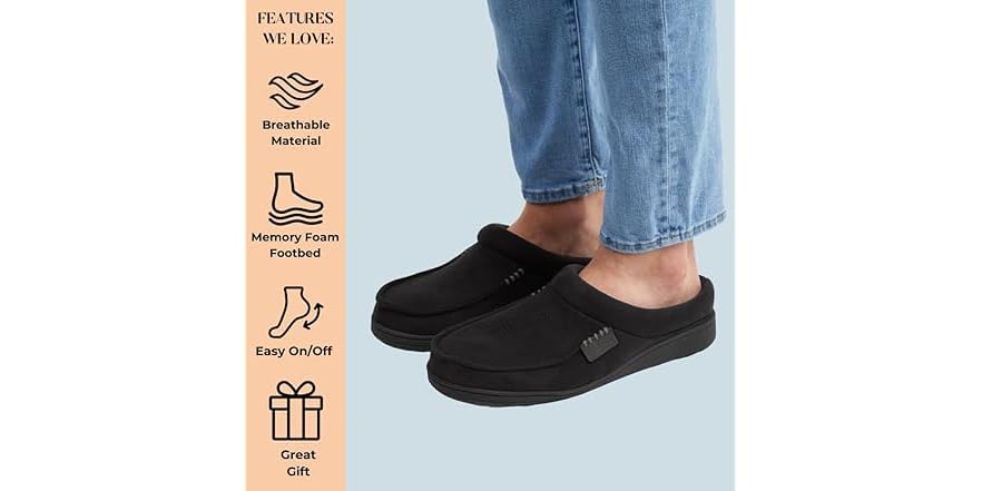 Dearfoams Mens Memory Foam Clogs