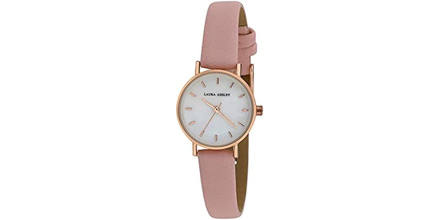 Laura AshleyMOP Dial Black Strap Watch