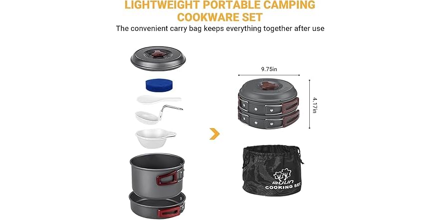 Bulin 8PCS Backpacking Cooking Set