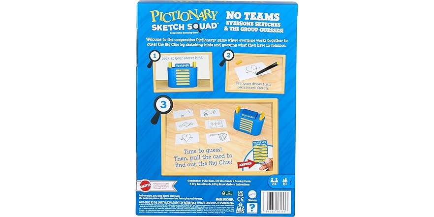 Mattel Games Pictionary Sketch Squad Cooperative Party Game