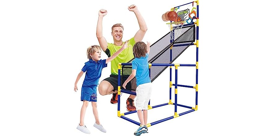 Basketball Hoop Arcade Game, with 4 Balls, Includes Air Pump