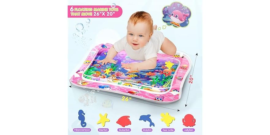 Tummy Time Baby Water Play Mat 2 Pack- Whale