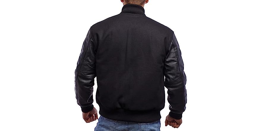Varsity Base Letterman Jacket, Black, XXL