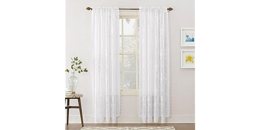 No. 918 Alison Floral Lace Sheer Rod Pocket Curtain Panel