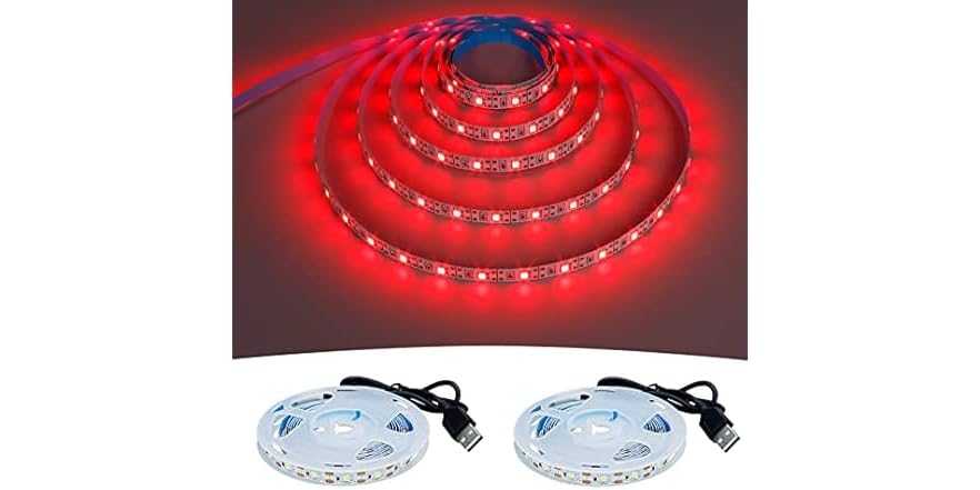 4 Pack USB Red Strip Lights 6.6'