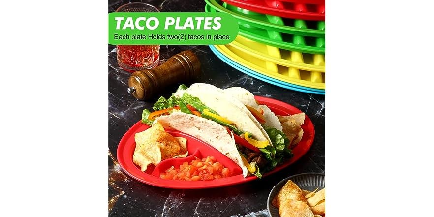 48 Pcs Taco Plates Plastic Serving