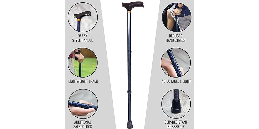 DMI Lightweight Aluminum Adjustable Walking Cane