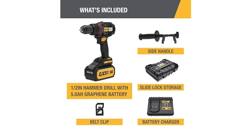 CAT DX13 18V Brushless 1/2in Hammer Drill Kit