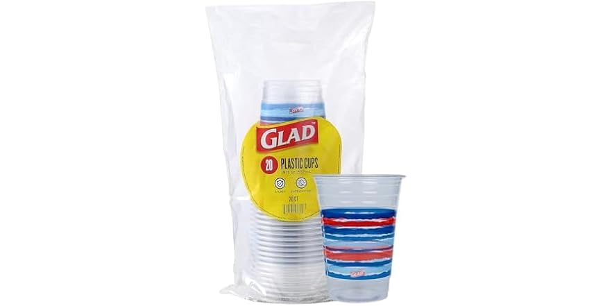 Glad Glad Everyday Clear Plastic Cups with Red, White,