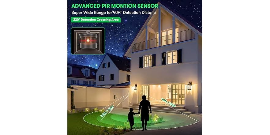 13in Motion Sensor Porch Light, Anti-Rust 100% Aluminum Dusk (Open Box)