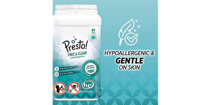 Presto! Laundry Detergent Pacs, 81 Counts