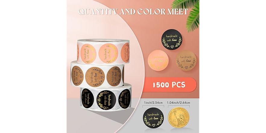 1500Pc 1 Inch DIY Round Adhesive Labels