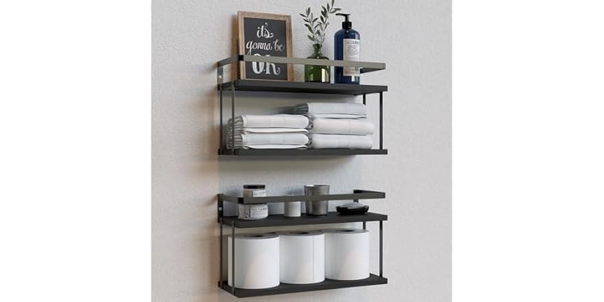 2 Tier Rustic Farmhouse Wood Shelves