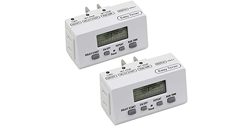 Clear Power Digital Indoor Timer 2pk