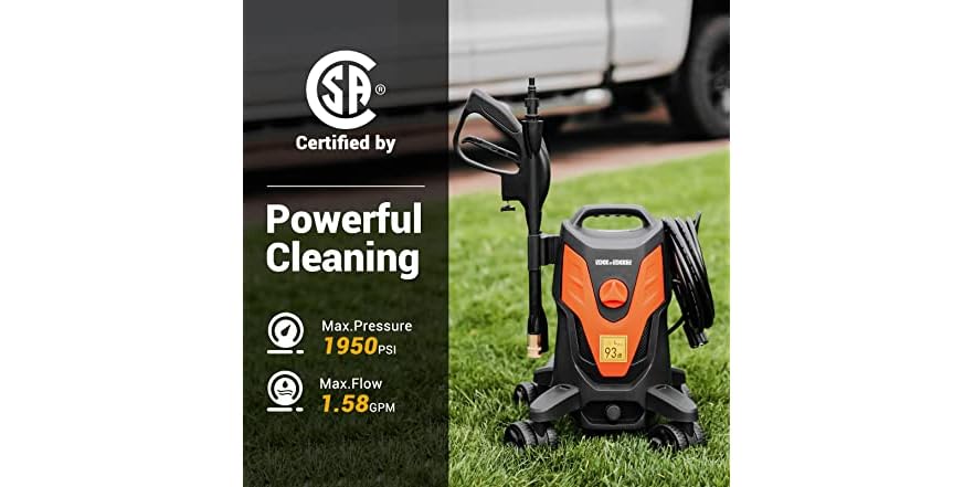 Rock&Rocker Electric Pressure Washer, 1950PSI Max