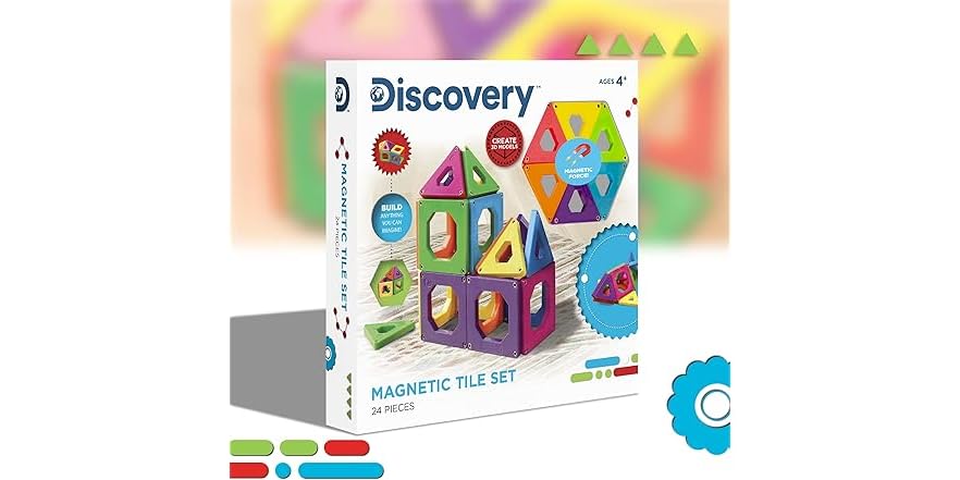 Discovery Kids 24pcs Magnetic Tile Building Blocks