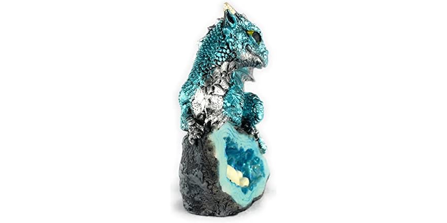 Dragon Statue Blue Baby Rock Faux Geode Crystal
