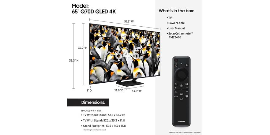 Samsung QLED 4K Q70D / Q72D Series TV (2024) (Factory Reconditioned)