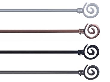 3/4" Spiral Curtain Rod 48"-86"-4 Colors