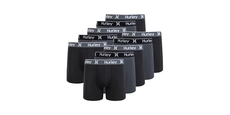 Hurley Men's 10 Pack Solid Boxer Briefs
