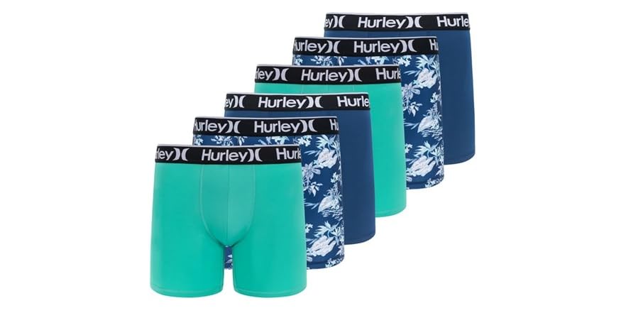 Hurley Men's 6 Pack Regrind Boxer Brief