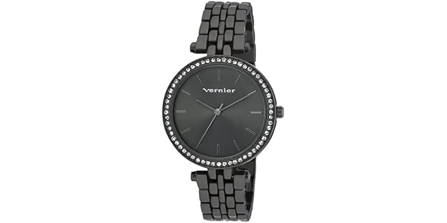 Vernier Women's 5 Link Crystal Bezel Watch