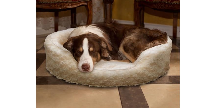 PAW Snuggle Round Comfy Fur Pet Bed - Cream