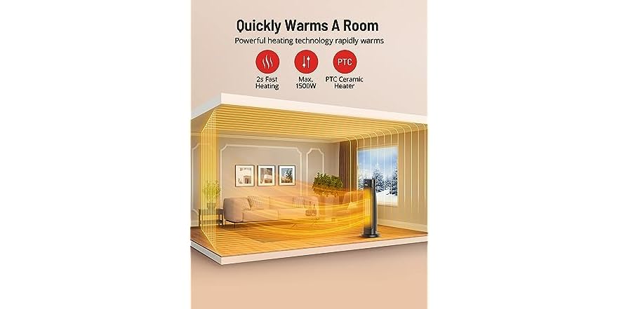 PARIS RHONE Space Heater, 22” 1500W Ceramic Heater (Open Box)